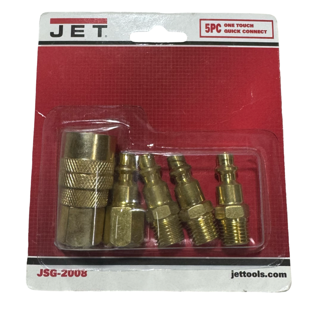 JET 5 Piece One Touch Quick Connect Coupler Set 1/4" Male & Female ...