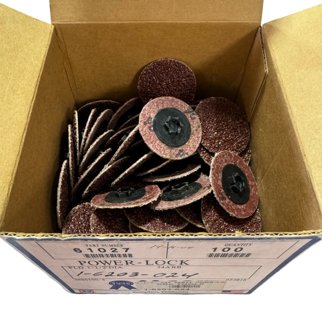 Merit 1-1/2" Quick Change Sanding Discs 24 Grit A/O, Type I, Power-Loc ...