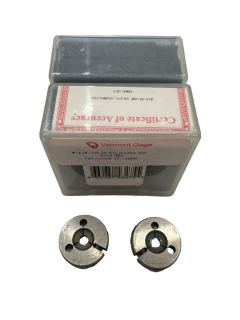 Vermont Gage #12-28 UNF 2A STL GO/NO-GO Ring Set USA Made – Michigan Wholesale Tool Supply
